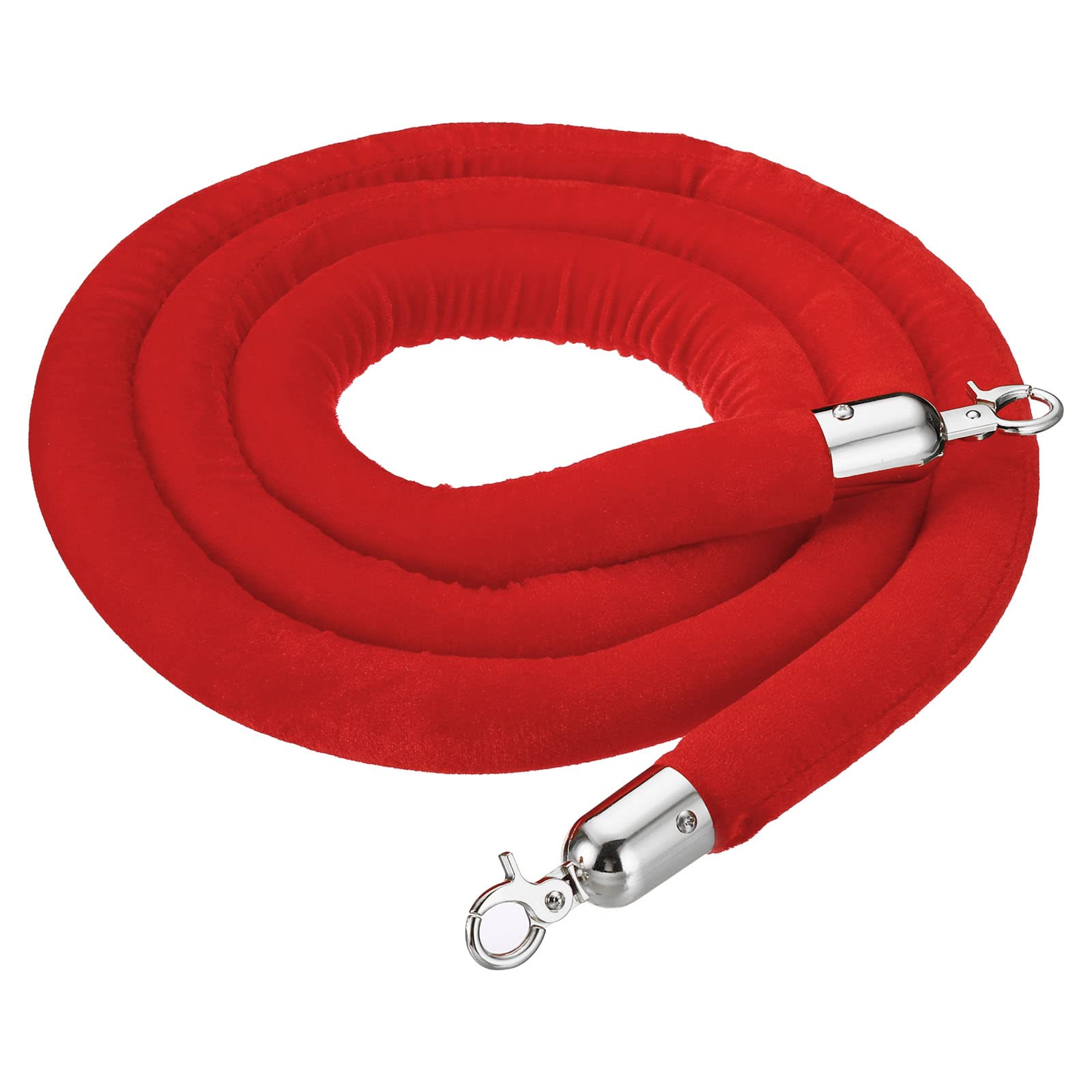 PATIKIL 2.4m Red Velvet Stanchion Rope, 8 Feet Crowd Control Barrier ...