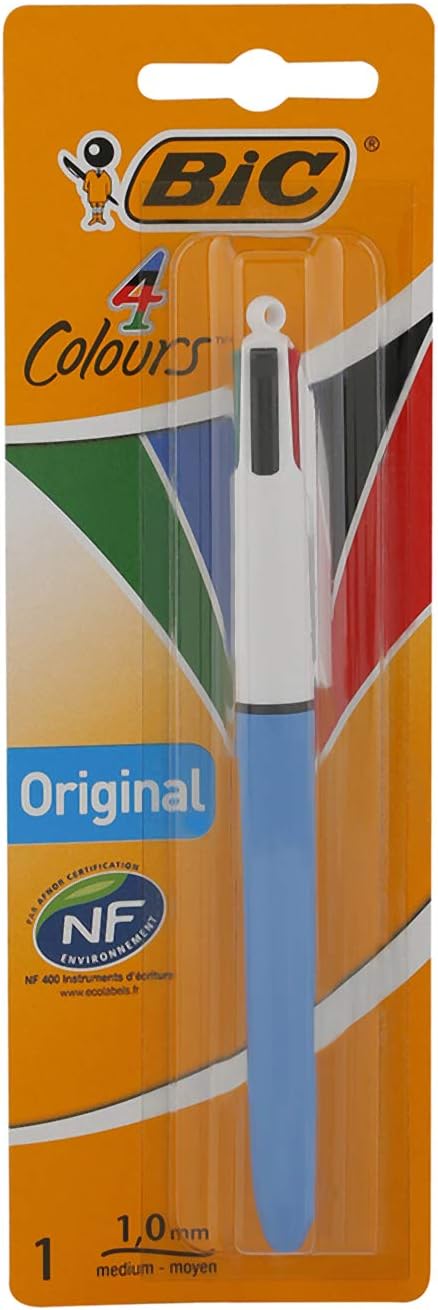 BIC 725419- Pluma con punta retráctil de 4 colores: azul + negro + rojo ...