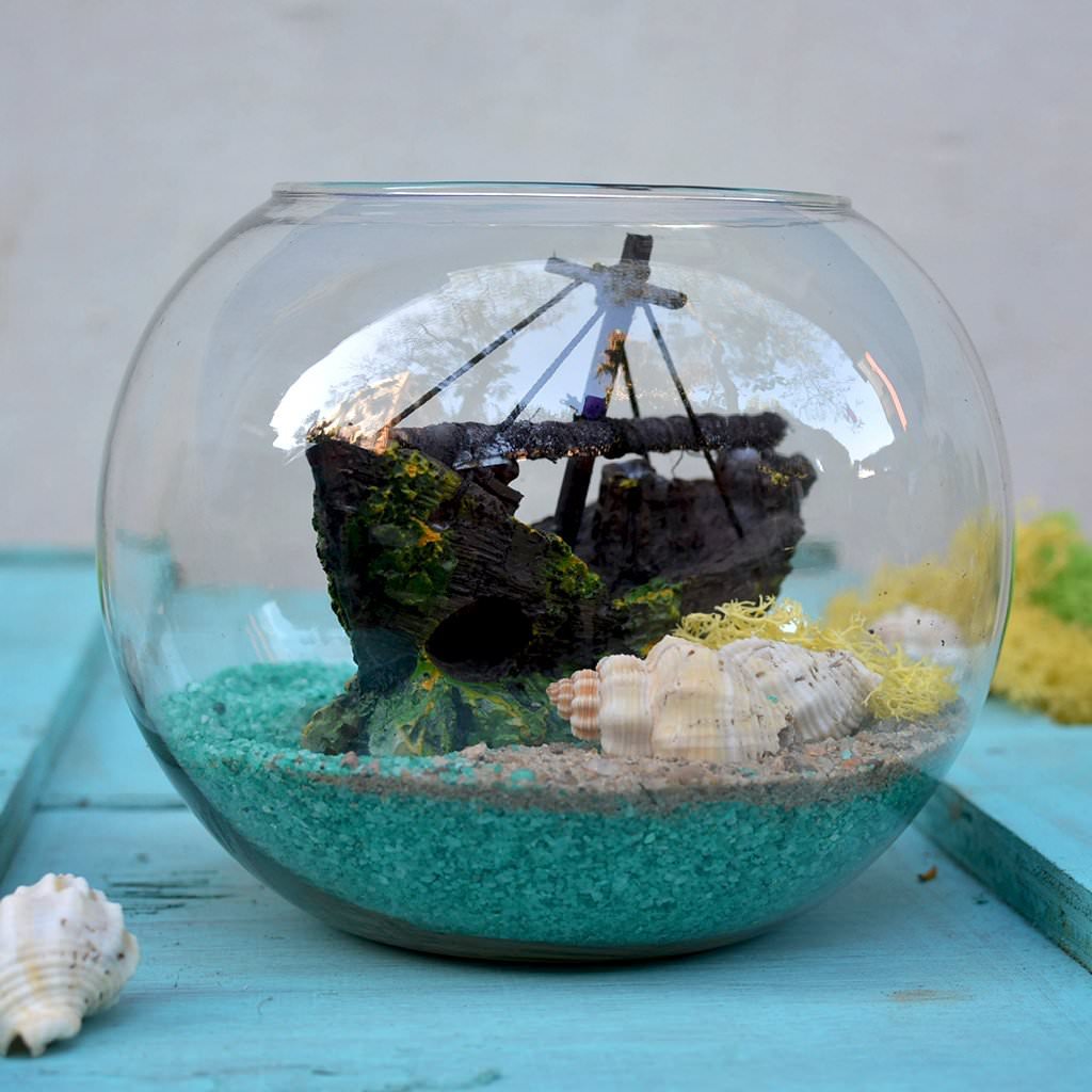 myBageecha The Swamped Shipwreck DIY Fairy Garden Terrarium Kit Green ...
