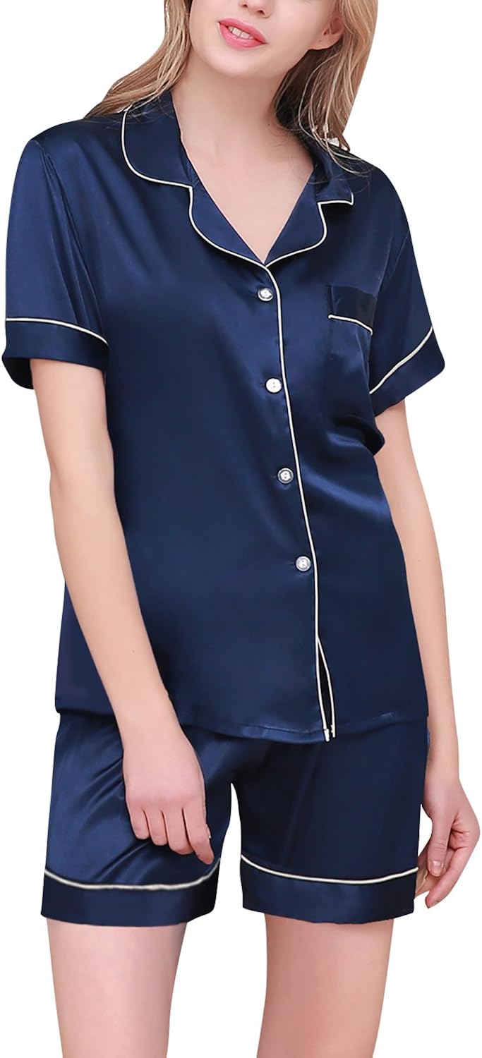 Dolamen Pijamas Camisón para Mujer, Mujer Corto Camisones Raso Satin ...