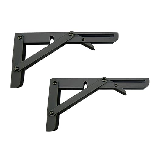 8 INCH Folding Shelf Brackets - Heavy Duty Metal Collapsible Shelf ...
