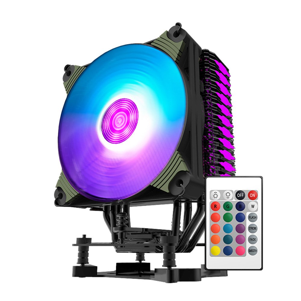 Aigo CPU Air Cooler with 4 Heatpipes, 120mm PWM Fan Adjustable colorful ...