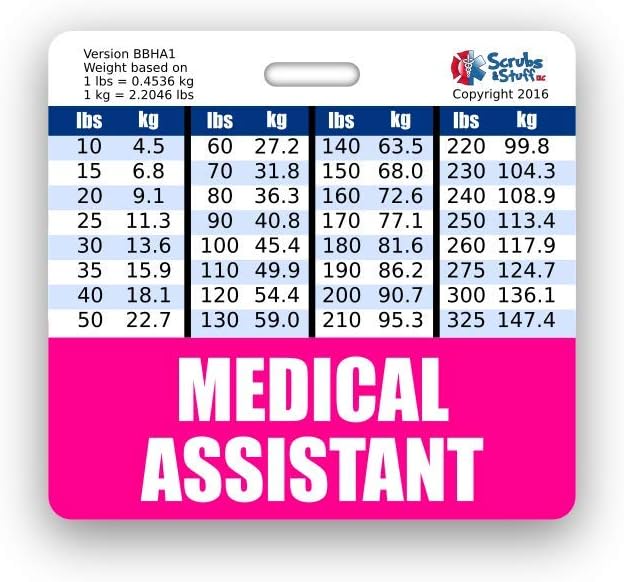 Amazon.com : Medical Assistant Badge Buddy Horizontal w/Height & Weight ...