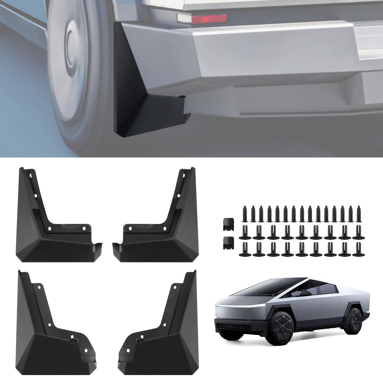 2024 Tesla Cybertruck Mud Flaps, 4 PCS Splash Fender Compatible with ...