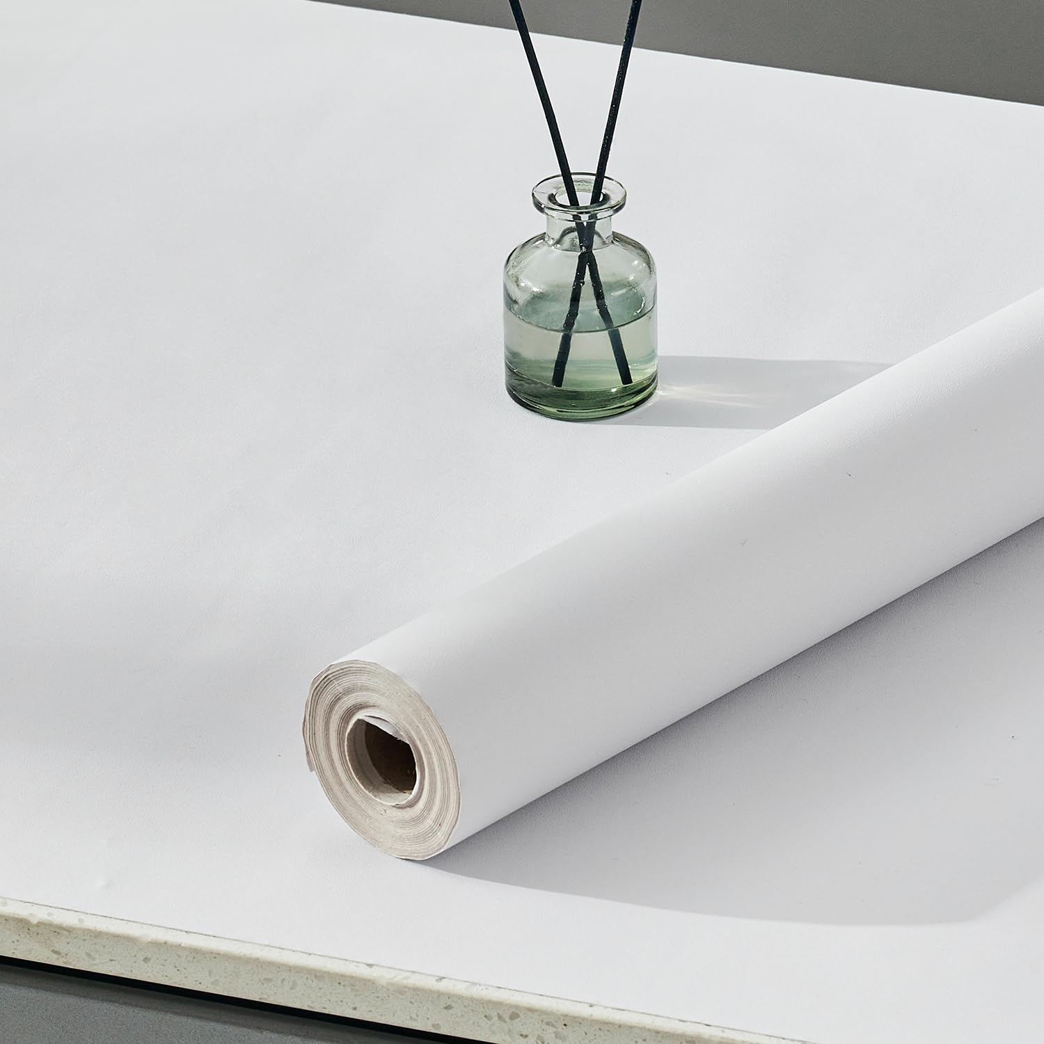 LONGYONG White Contact Paper Peel and Stick Wallpaper Modern Countertop ...