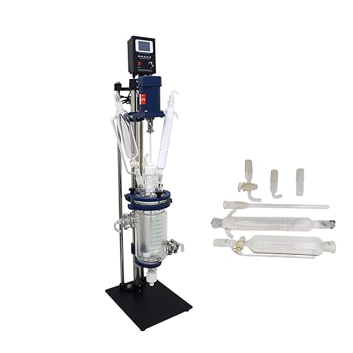 TECHTONGDA Lab Jacketed Reactor 2L Jacketed Glass Reactor, Double-Layer ...