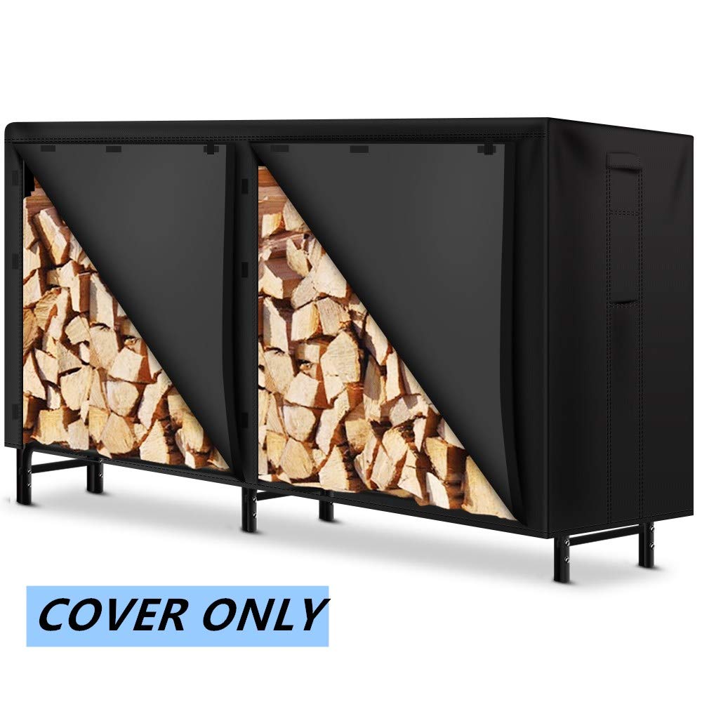Amagabeli 8ft Firewood Log Rack Cover Weather Resistant Outdoor Heavy ...