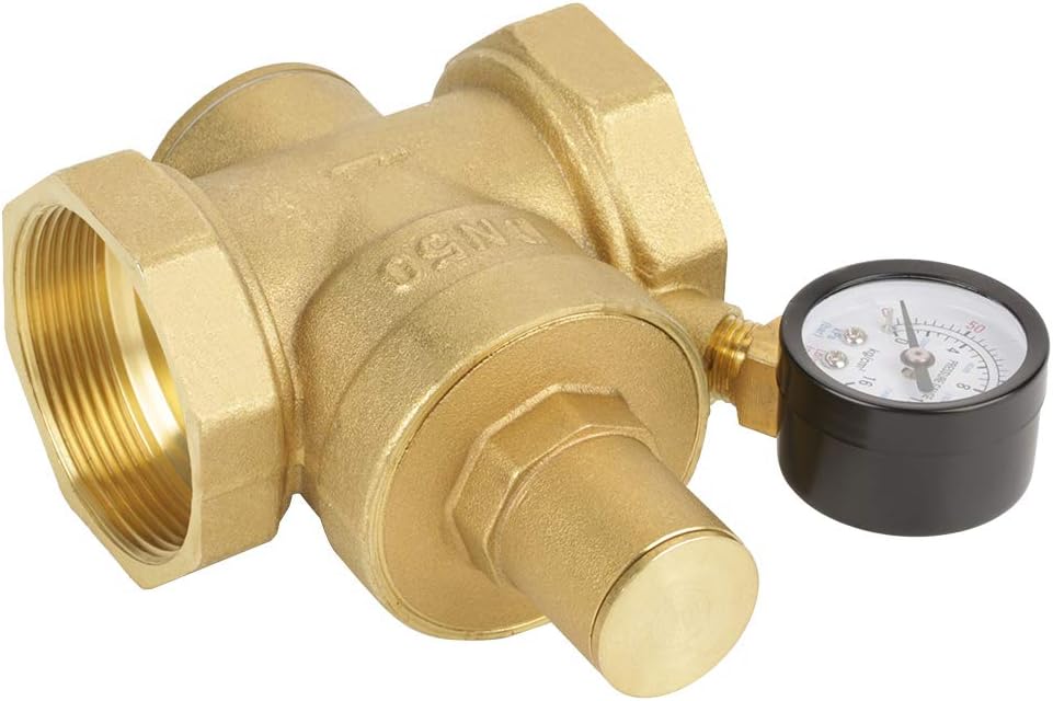DN50 Brass Water Pressure Regulator Valve with Adjustable Flow Pressure ...