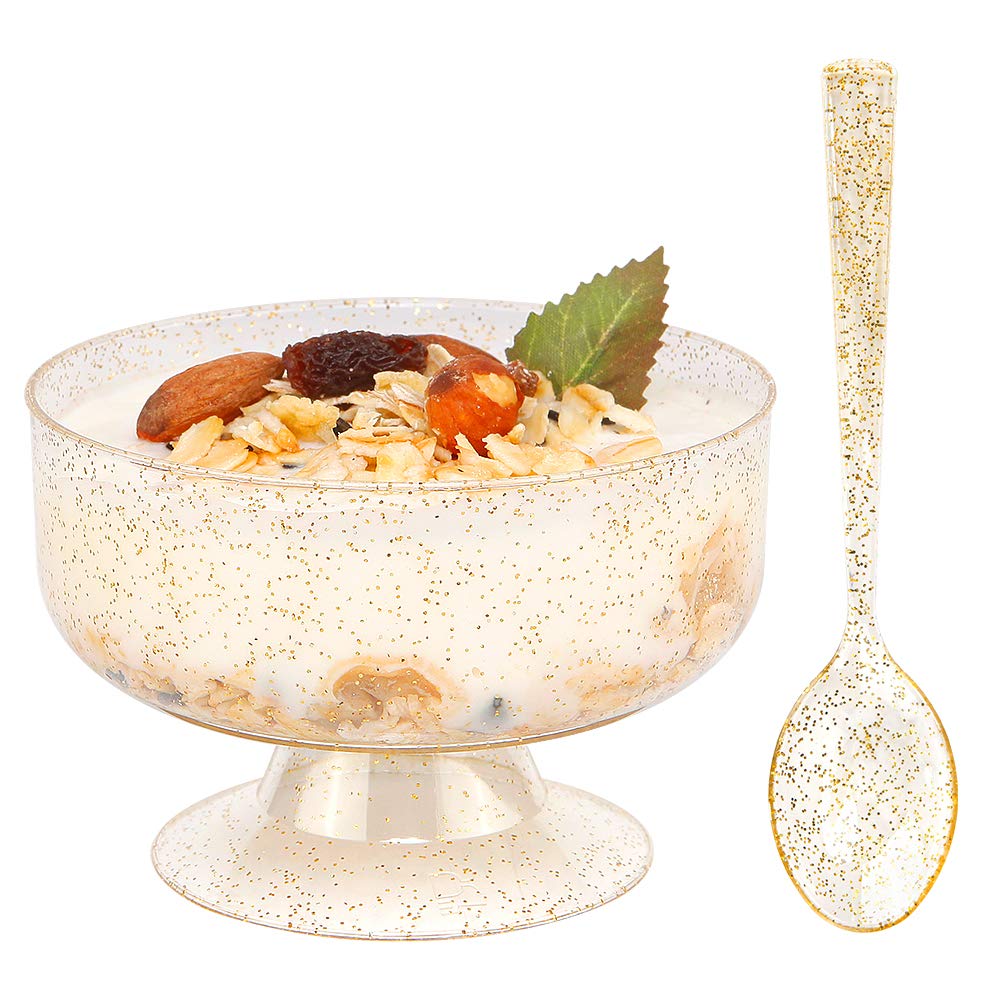 WDF 7oz Clear Dessert Cups Disposable - 96 Pack Dessert Cups With Mini ...
