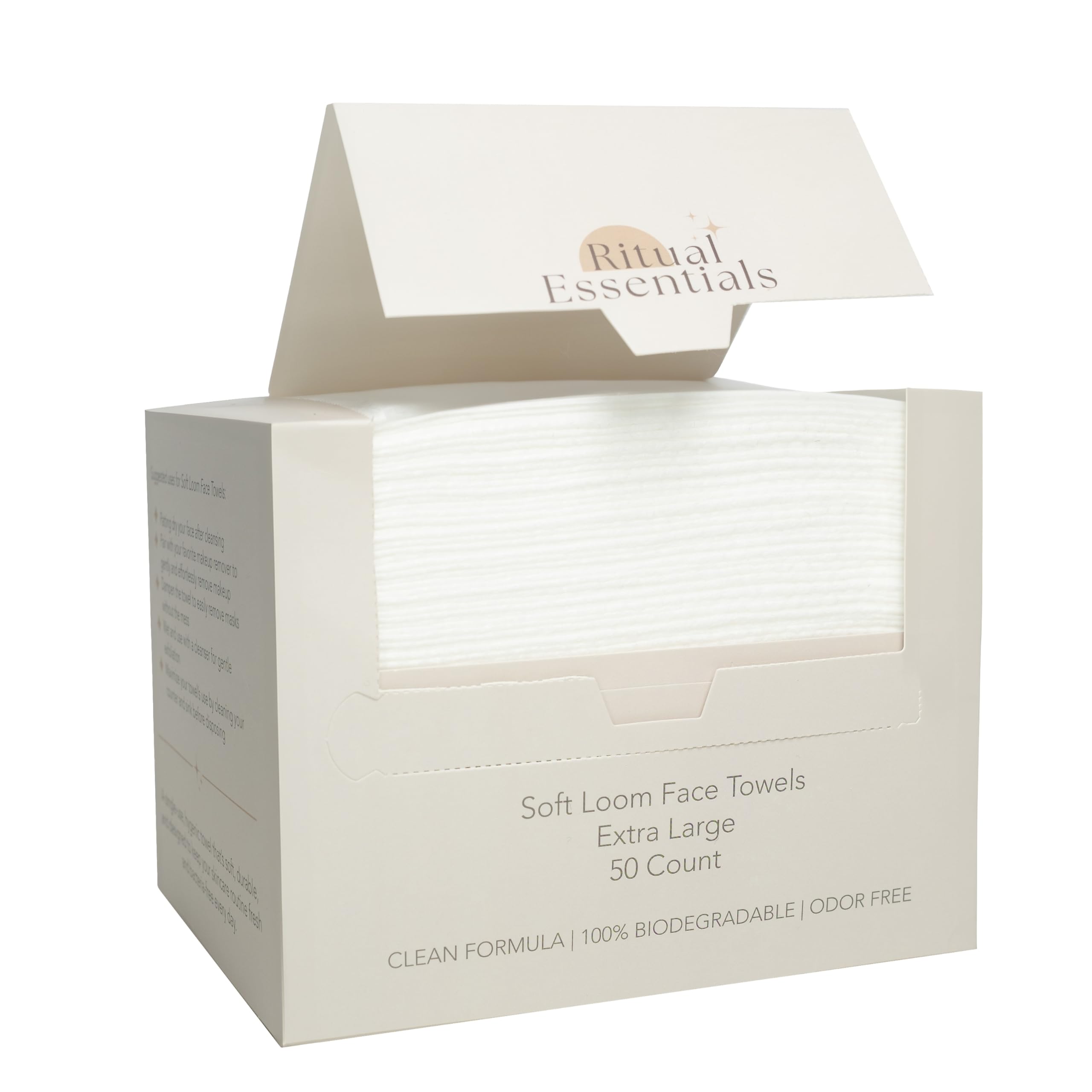 Ritual Essentials Disposable Face Towelettes XL, Unscented Cleansing ...
