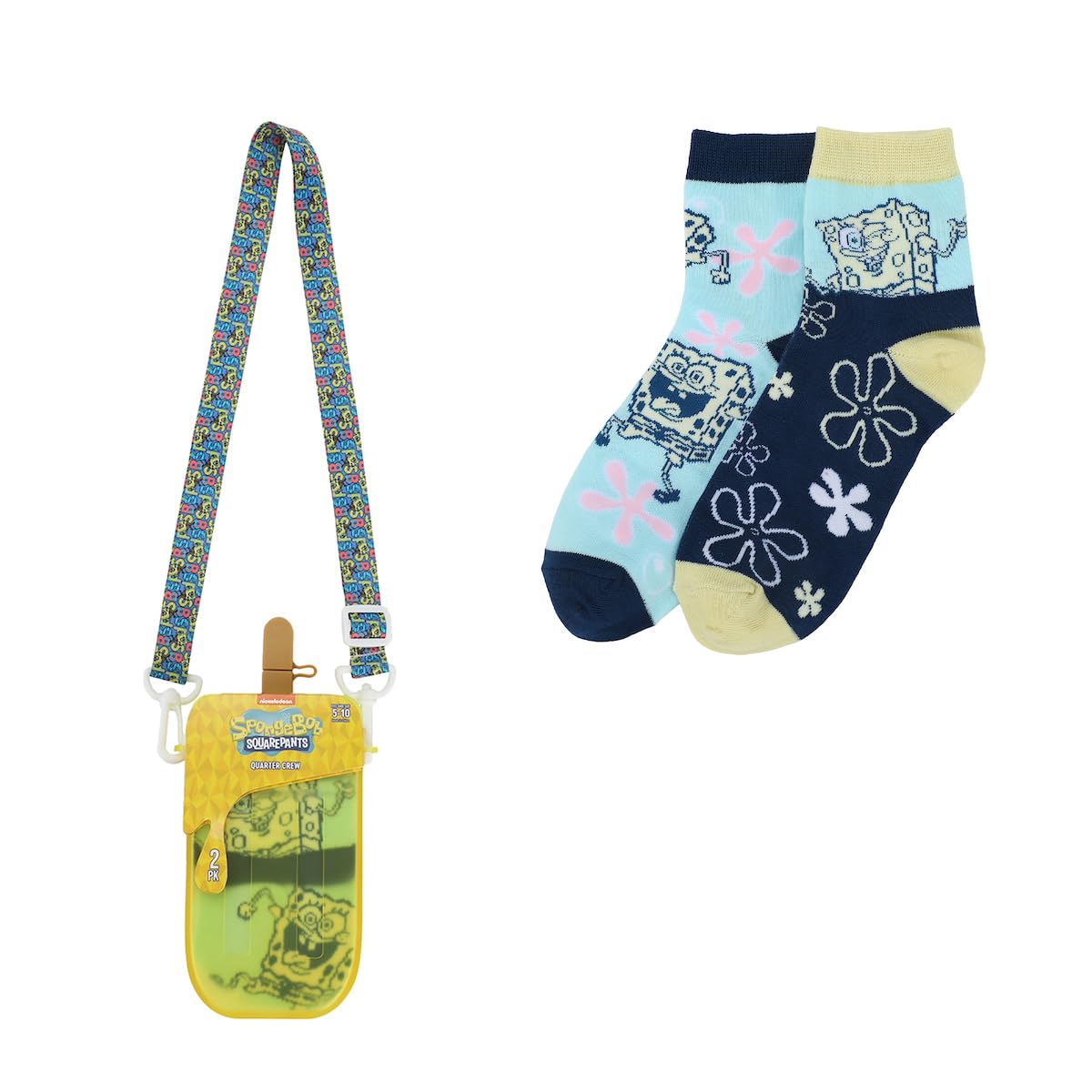 Spongebob Squarepants Character & Flowers Women's 2-Pair Casual Quarter ...