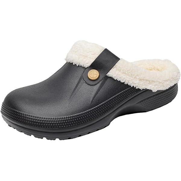 Buy ChayChax Waterproof Slippers Women Men Fur Lined Clogs Winter ...