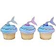 Amazon.com: DECOPAC Mermaid Tail Wrap Cupcake Rings, Cake Toppers ...