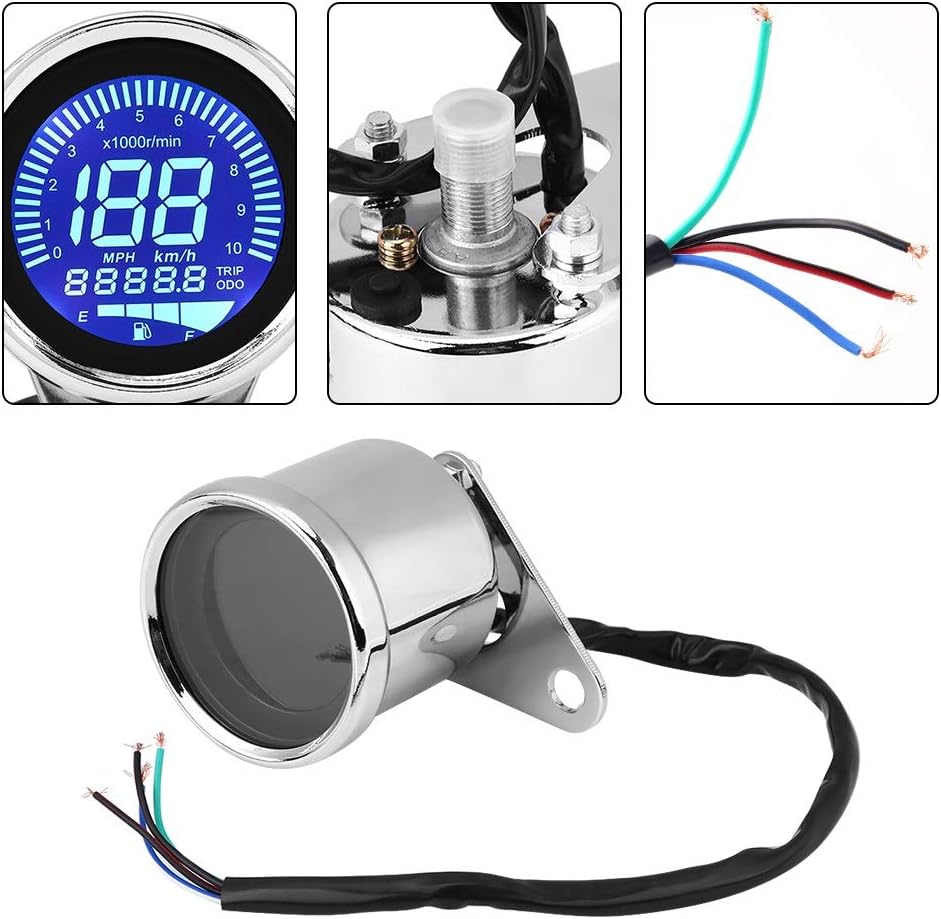 Motorcycle Speedometer-Retro Chrome Universal Motorcycle Digital LED ...