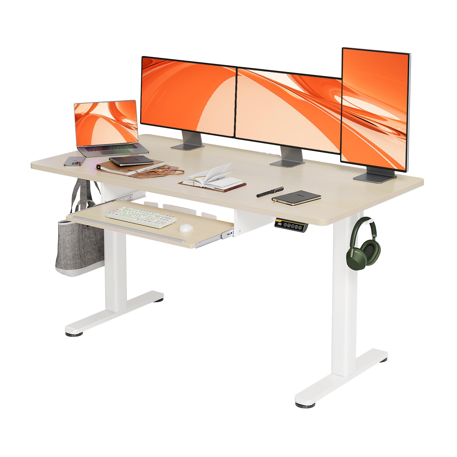 Claiks Standing Desk with Keyboard Tray, Electric Standing Desk ...