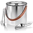 Amazon.com: Bakpoco Double-Wall Vacuum Insulated Ice Bucket with Lid, Scoop, Ice Tong, Strainer ...