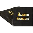 Amazon.com: Quera 50 Pack Later TRAITOR Paper Napkins Black Gold Foil ...