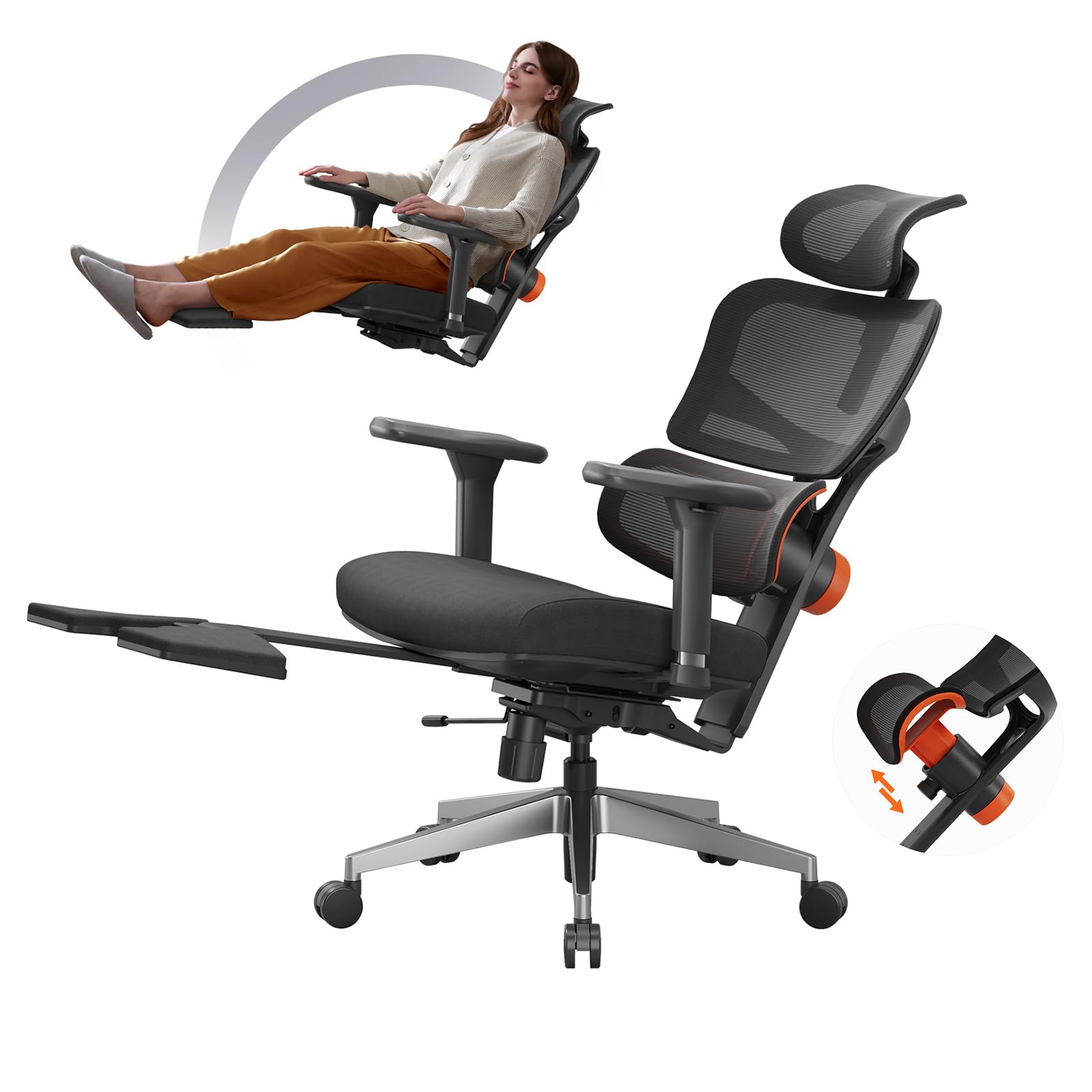 Newtral Ergonomic Office Chair with Footrest- High Back Desk Chair with ...