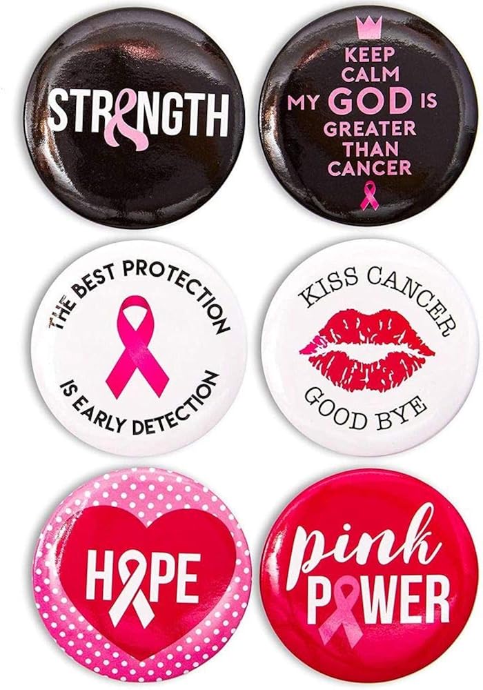 Breast Cancer Awareness Buttons - 24-Pack Pink Ribbon Round Buttons ...