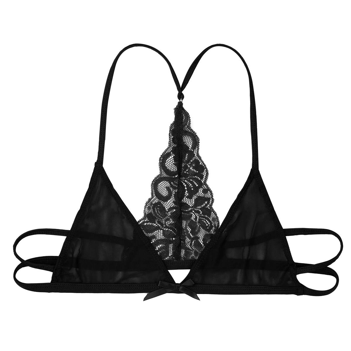 IEFiEL Men's Sissy Lingerie Mesh Sheer Bra Bralette Lace Y-Shape Back ...