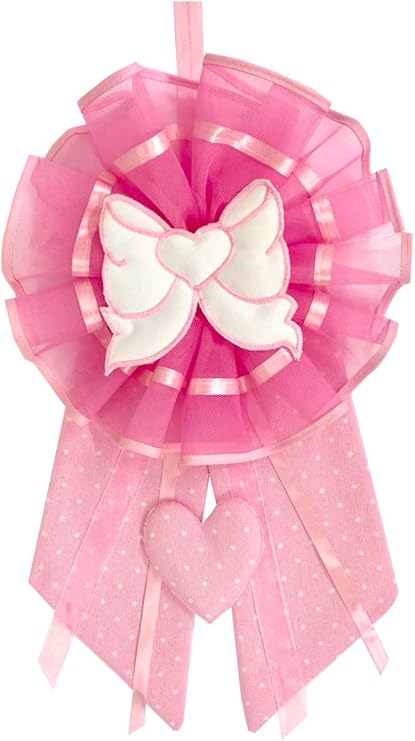 Fiocco Nascita Rosa Cuore Fiocco Con Ricamo: Amazon.it: Prima infanzia