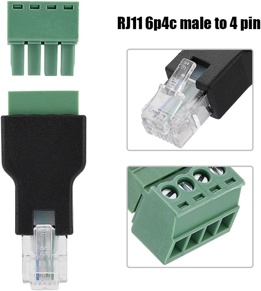 ASHATA Ethernet Connector, Ethernet Cable Connector RJ11 6P4C Male to 4 ...
