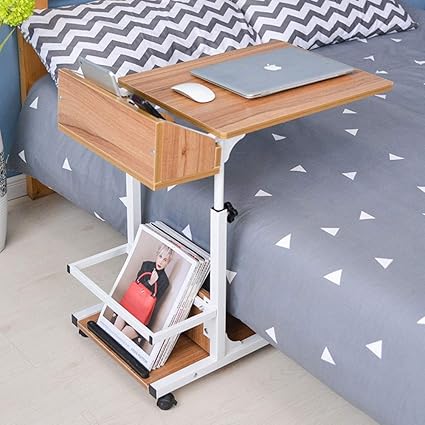 Amazon.com: Overbed Table with Locking Swivel Wheels, Hospital Table ...