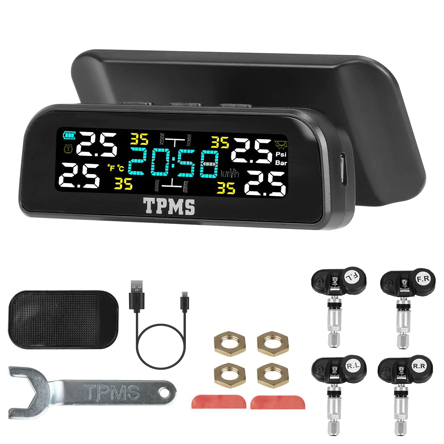 iMounTEK Tire Pressure Monitoring System Wireless Solar TPMS Car Tire Pressure Monitoring System ...