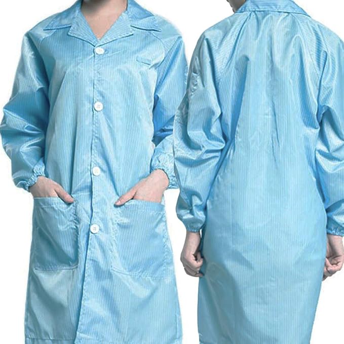 Yootop Size L Blue Strip Unisex Anti-static LAB Smock Clothes Coat with ...