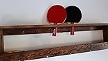 MyGift Rustic Wood Wall-Mounted Ping Pong Paddle Display Rack with Ball ...