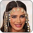Amazon.com: Aukmla Coins Head Chain Gold Sequin Headpiece Hair Chains ...