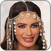 Amazon.com: Aukmla Coins Head Chain Gold Sequin Headpiece Hair Chains ...