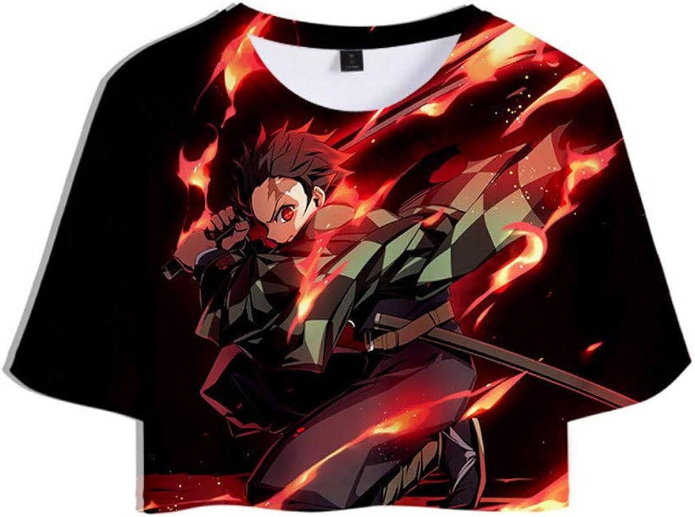 FEIRAN Anime Demon Slayer Kimetsu no Yaiba 3D Imprimer Crop Tops Femmes ...