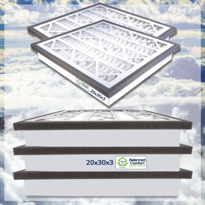 Balanced Comfort 20x30x3 MERV 13 (2-PK); 3" Inch Pleated Air Filters; 6 ...