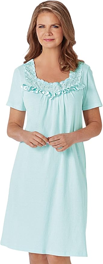 Cotton Knit Nightgown by Cozee Corner, Color Mint, Size Extra Large ...