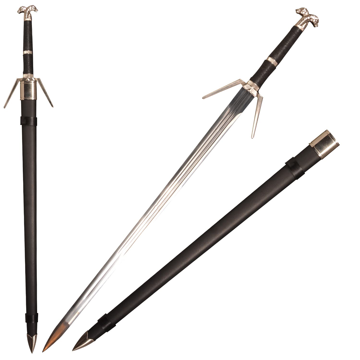 Game Cosplay Prop: Geralt's Silver Steel Sword-White Wolf Sword for ...