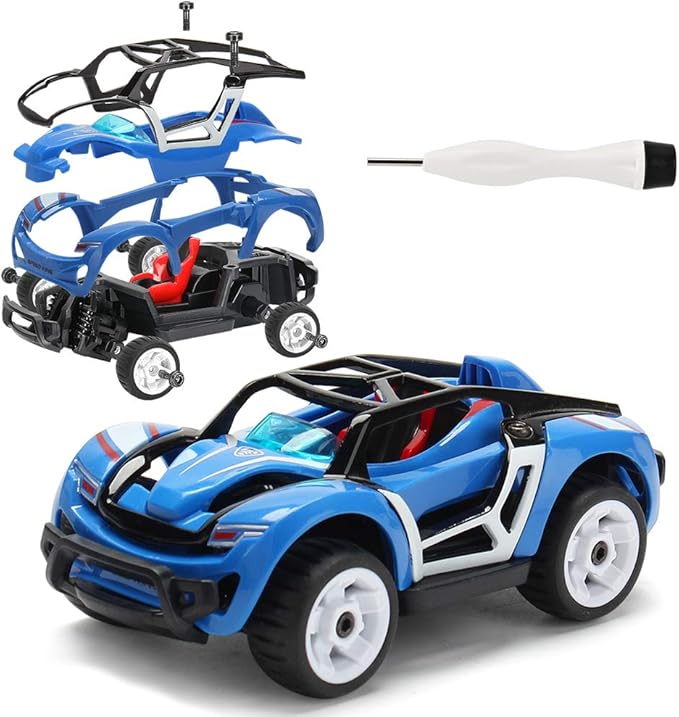 Amazon.com: Pull-Back Toy Cars Take Apart Race Car DIY Car Assembly Toy ...