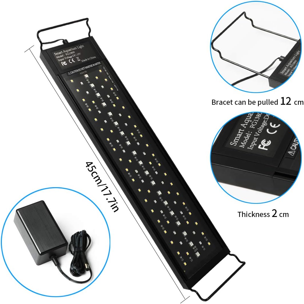 Full Spectrum Aquarium Light 24W with Timer & Extendable Brackets ...
