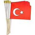 Amazon.com : QQSD Turkey Small Flag Turkish Stick Mini Hand Held Flags ...