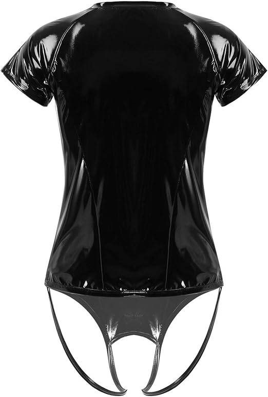 iiniim Sexy Hombre Leotardo de Cuero Brillante Body Entero Músculo ...