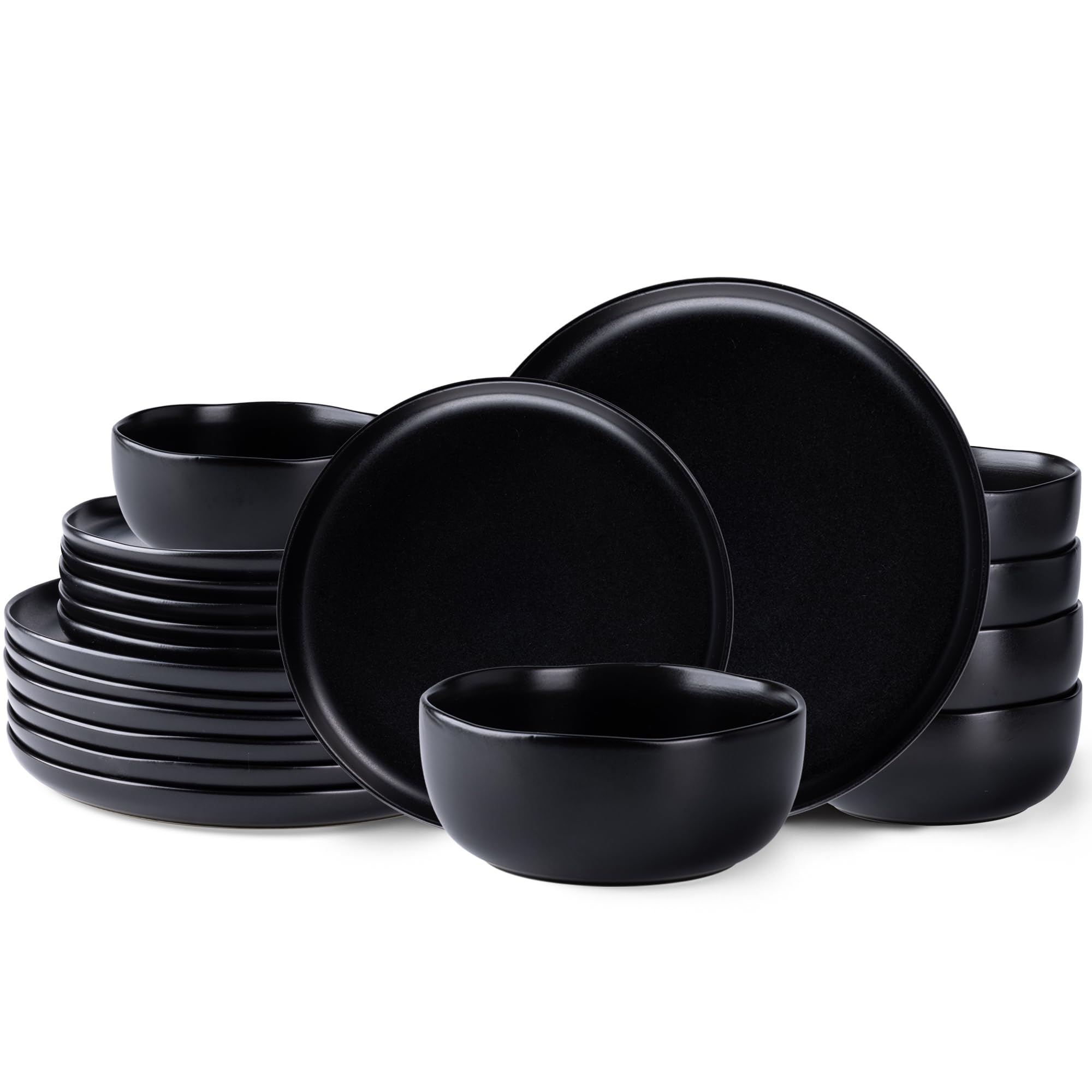 AmorArc Ceramic Dinnerware Sets, Wavy Rim Stoneware Plates and Bowls ...