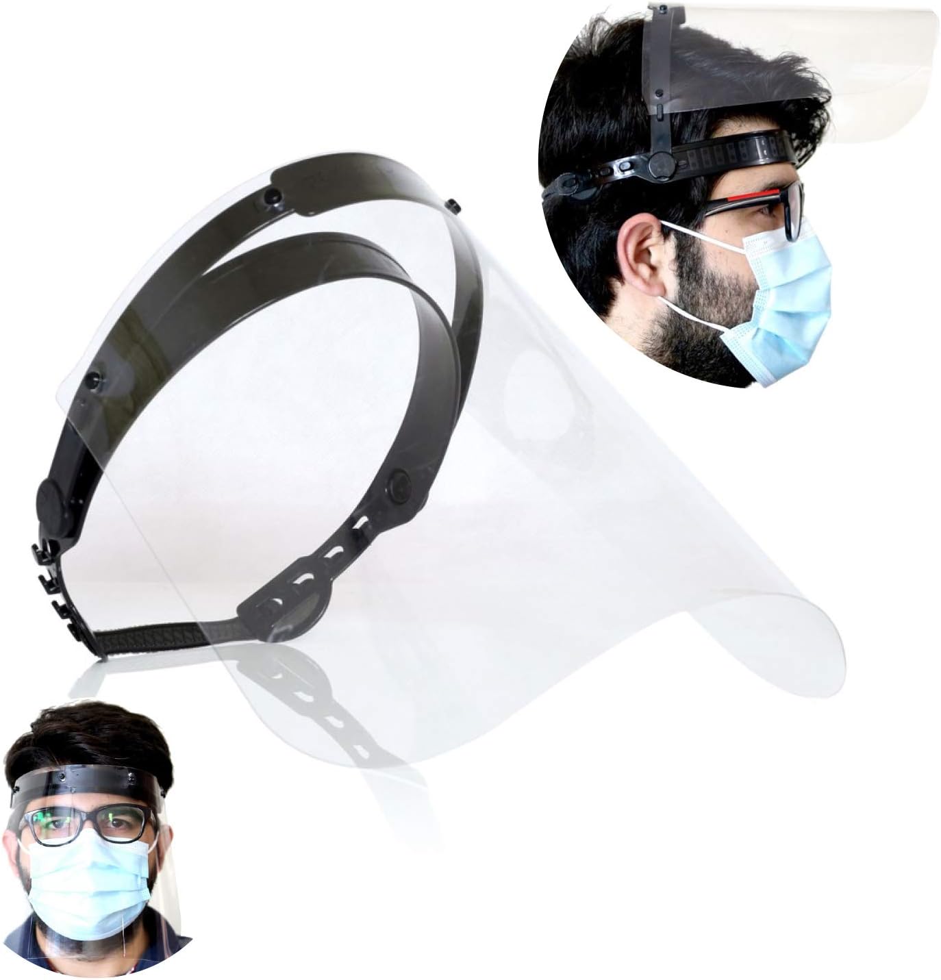 2pcs Safety Visor Face Shield with Liftable Visor, Reusable PVC Shield ...