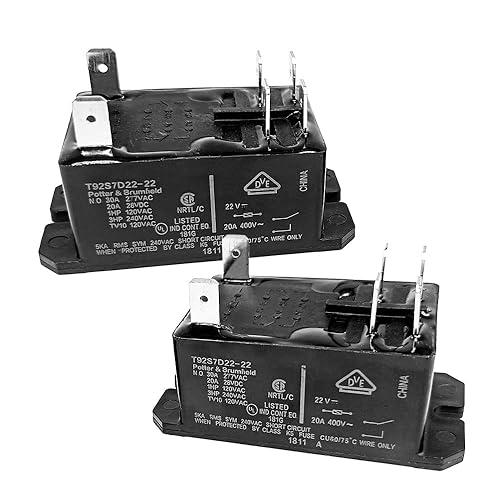 2-Pack T92S7D22-22 Furnace Relay DPST General Purpose Industrail Relay ...