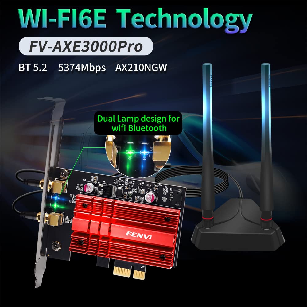 WiFi 6E AX210NGW Card AXE5400 PCI-E Network Card Tri-Band BT5.2 Wireless Gigabit 802.11ax ac ...