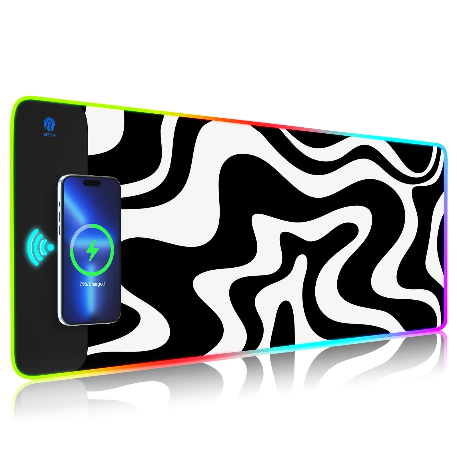 HAOCOO Gaming Mouse Pad, 15W Wireless Charging Mouse Pad, 10 Led Modes ...