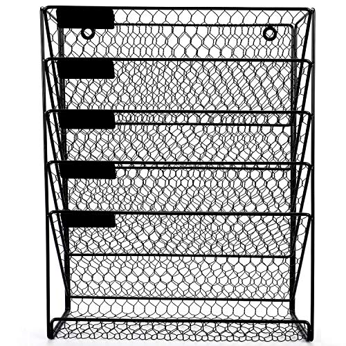 Superbpag Hanging File Organizer Metal 6 Tier Chicken Wire Wall Mount ...
