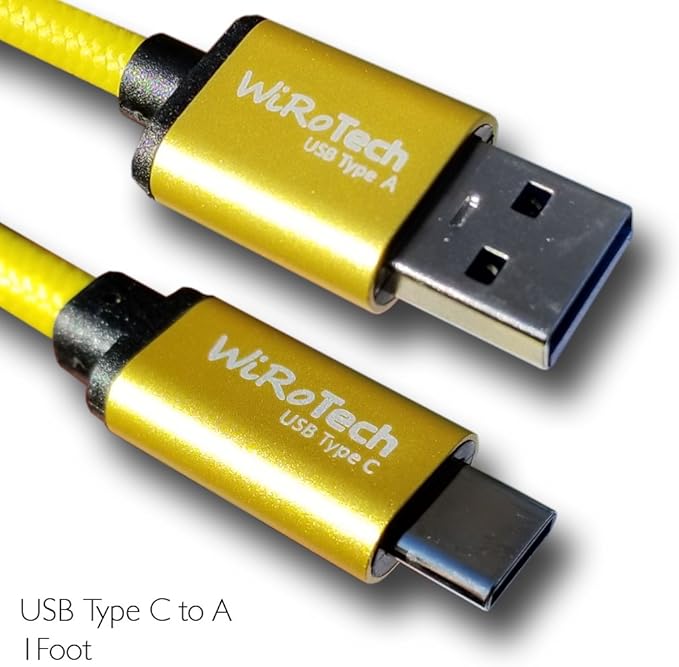 Amazon.com: USB C Cable, WiRoTech Yellow USB-C to USB-A Fast Charging ...