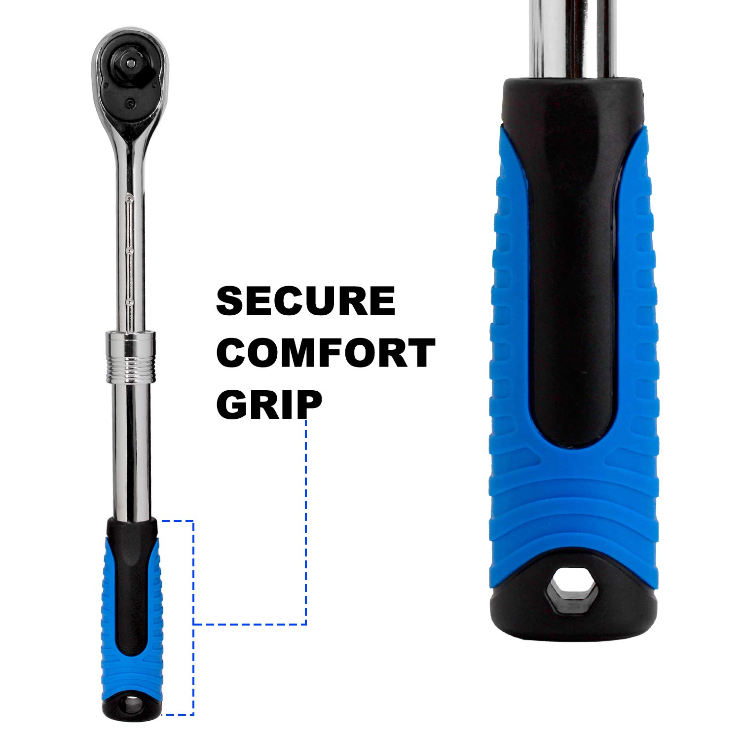 Mua HELAKLS 3-Piece 1/4" 3/8" 1/2-Inch Drive Socket Ratchet Set ...