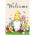 Amazon.com : Spring Welcome Gnome Garden Flag 12 x 18 inch Double Sided ...