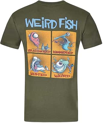 Weird Fish Battered Printed Artist T-Shirt Olive Night Size 2XL ...
